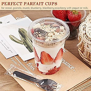 Zezzxu 50Pack 16 oz Clear Plastic Parfait Cups with Insert and Flat Lids (No Hole) Disposable Dessert Cups On the Go Parfait Conatiners for Yogurt Fruit Cereal Oatmeal Dips and Veggies