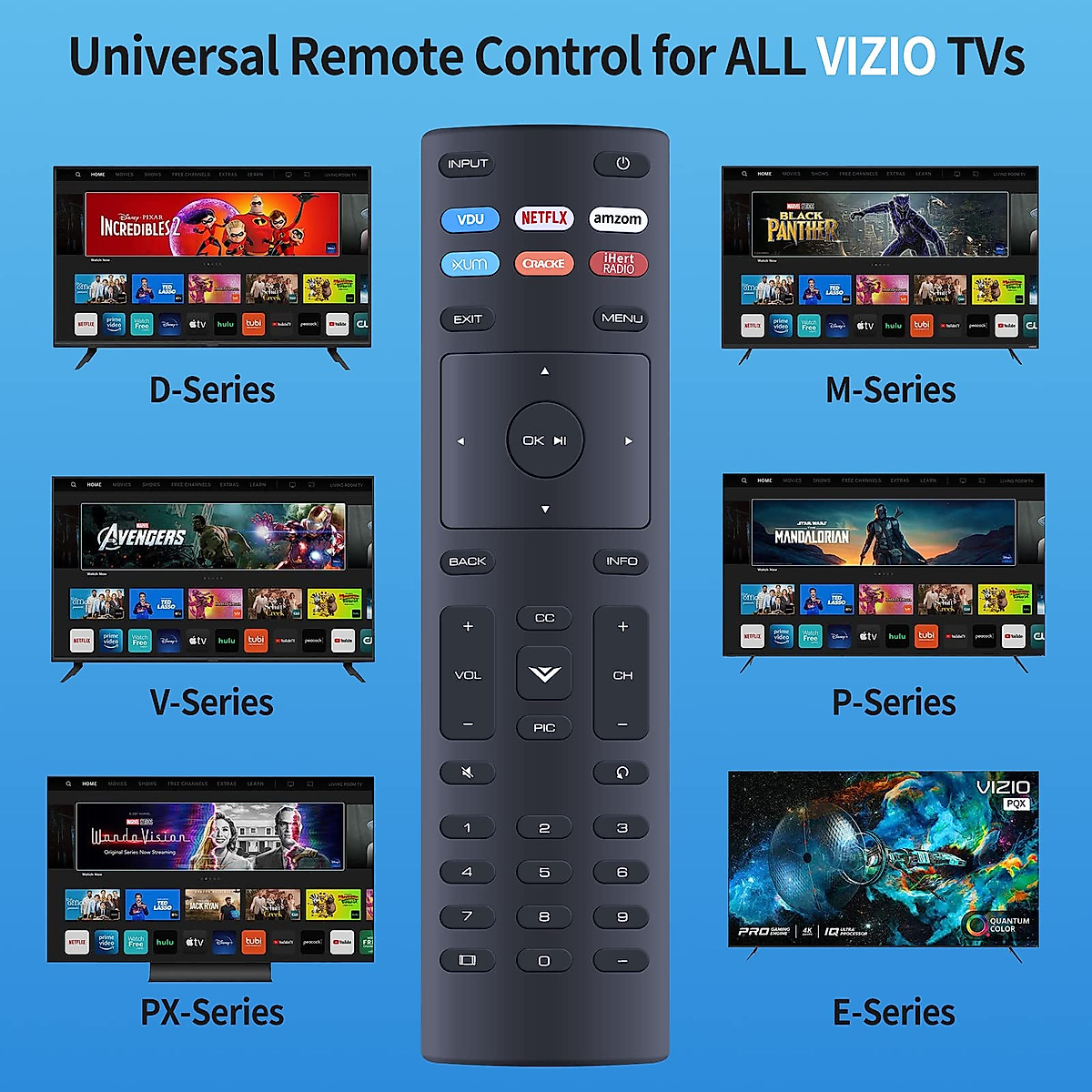 Universal Remote Controller for Vizio Smart TV，XRT136 Replacement Compaitble for All Vizio UHD LED LCD HD 4K HDR and More TVs(D-Series E-Series P-Series V-Series)