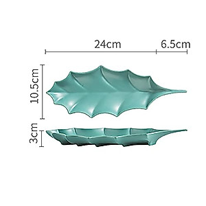 KOWMcp Dinner Plates Leaf-Shaped Plate for Household Use, for Sushi, French Fries, Fruits, Vegetables, Pasta (Color : Pink)