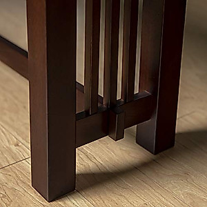 Walker Edison 3 Person Wood Dining Bench Armless Kitchen Table Set Dining Chairs, 60 Inch, Brown