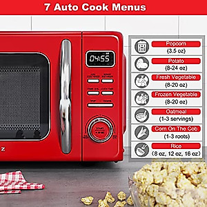 Galanz GLCMKZ07RDR07 Retro Countertop Microwave Oven.7 cu ft, Red & Galanz Retro Electric Kettle with Heat Resistant Handle and Cordless Pour, Automatic Shut-Off, 1.7 L, Red