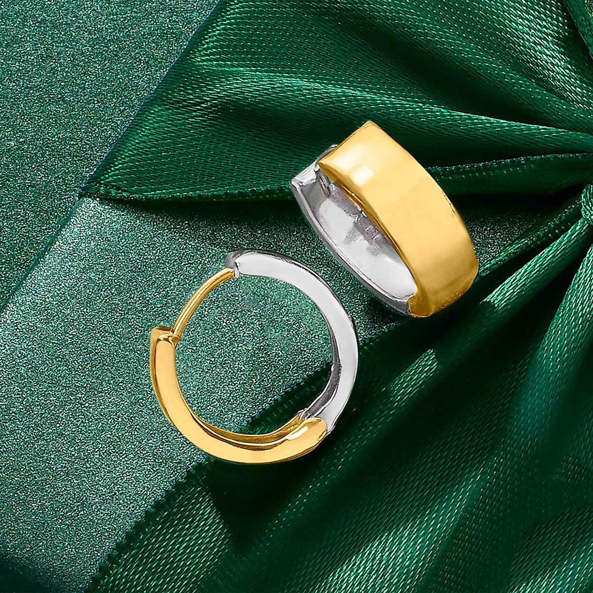 Ross-Simons Sterling Silver and 14kt Yellow Gold Reversible Huggie Hoop Earrings