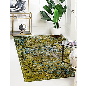 Unique Loom Jardin Collection Colorful, Vibrant, Abstract, Modern Area Rug, 5 x 8 ft, Green/Olive