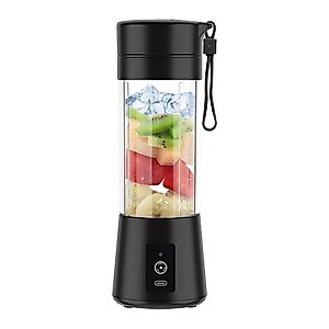 SHIDIAN Portable Blender, Personal Blender for Shakes and Smoothies, Blender shake Smoothie for Kitchen Personal Size Blenders with Rechargeable USB, 380Ml Traveling Fruit Veggie Juicer Cup With 6 Blades (Black)