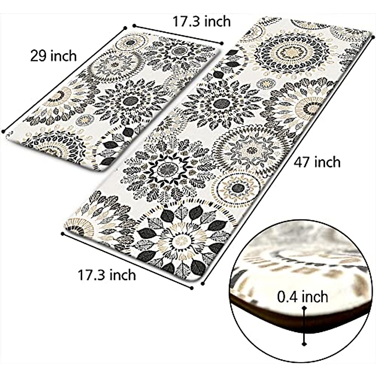 Sofort Kitchen Mat, Cushioned Anti Fatigue Kitchen Rug Set, 2 Pieces Non Slip Waterproof Kitchen Mats for Floor, Comfort Heavy Duty Standing Mat for Kitchen, Laundry, Sink, Office, Desk