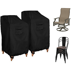 WOMACO Stackable Patio Chair Cover Waterproof Outdoor Stacking High Back Chair Cover Water Resistant Outside Furniture Tall Chair Protector (Stacking Chair - 27"Lx35"Wx41"H(2 Pack))