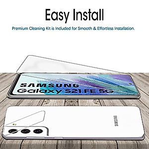 Ferilinso Designed for Samsung Galaxy S21 FE 5G Screen Protector, 3 Pack HD Tempered Glass with 2 Pack Camera Lens Protector [Case Friendly] [Bubble Free] [Easy Installation]