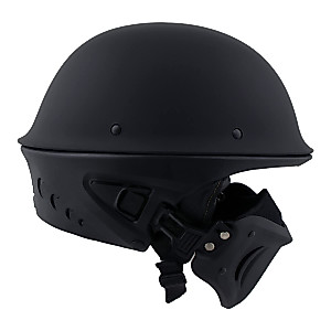 Milwaukee Helmets MPH9830DOT Rascal 3/4 Open Face Flat Black 2 in 1 Motorcycle Helmet Biker - Large