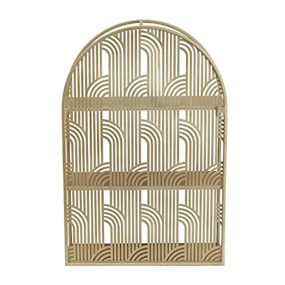 CosmoLiving by Cosmopolitan Metal Arched 3 Shelf Wall Shelf, 16" x 6" x 24", Gold
