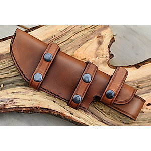 ALZAFASH Handmade Leather Knife Sheath, EDC Knife Holster, Belt Loop Knife Holder, Horizontal Knife Sheath for Belt, Knife Case for Hunting,Fixed Blade,Tracker Knives