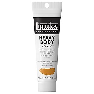 Liquitex 1045720 Professional Heavy Body Acrylic Paint 2-oz Tube, Cadmium Orange Hue