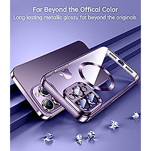 JUESHITUO Magnetic iPhone 14 Pro Case with Full Camera Cover Protection [No.1 Strong N52 Magnets] [Compatible with MagSafe] for Magnetic Women Men Girls Cute Phone Case (6.1")-Purple