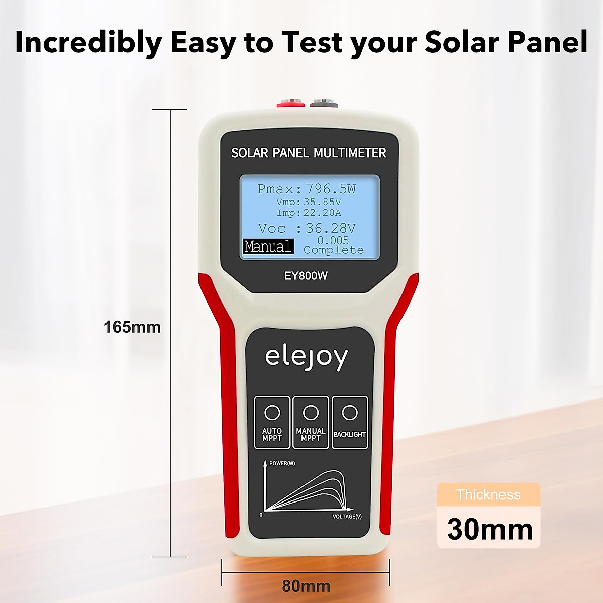ELEJOY Solar Panel Multimeter Digital- Measure MPPT Power Output Rating, Open Circuit Voltage Smart Tester
