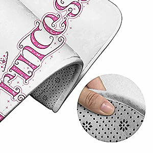AOYEGO The Word Princess 3 Pieces Bathroom Rugs Set Text Featuring Clip Art Typography Aristocracy Crown Non Slip 23.6X15.7 Inch Soft Absorbent Polyester for Tub Shower Toilet