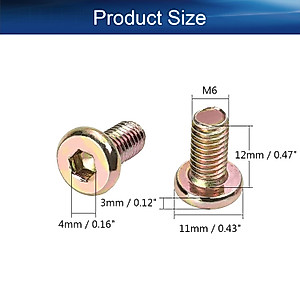 Yinpecly M6 x 50mm Hex Socket Flat Head Screws Furniture Bolts Fastener Full Thread Carbon Steel Colorful 20pcs