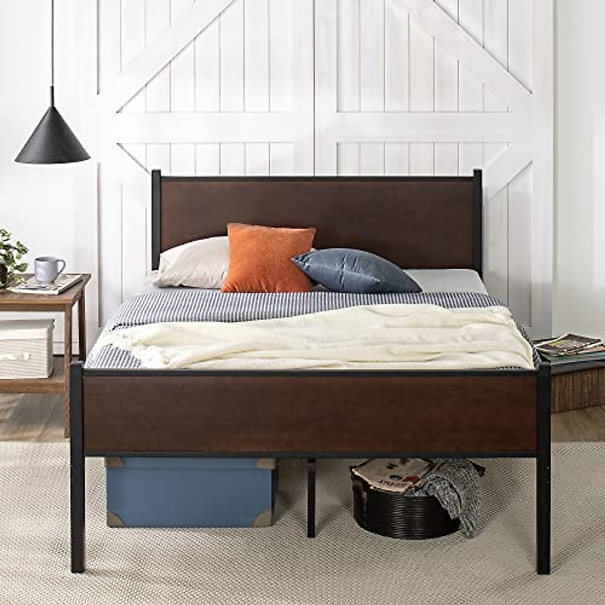 ZINUS Tucker Bamboo and Metal Platform Bed Frame / Bed Frame Made with Sustainable Bamboo / Steel Slat Mattress Support with No Box Spring Needed / Easy Assembly, Queen