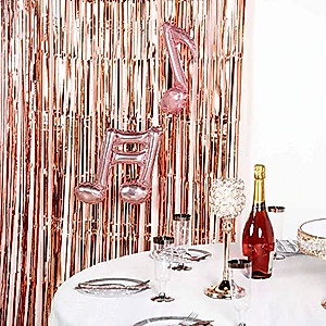 Dazzle Bright Backdrop Curtain, 3FT x 8FT Metallic Tinsel Foil Fringe Curtains Photo Booth Background for Baby Shower Party Birthday Wedding Engagement Bridal Shower (2, Rose Gold)