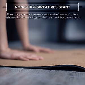 Mount Adams Cork Yoga Mat, 72" Long by 26" Wide, 6mm Thick Yoga Mat, Natural Hot Yoga Mat for Fitness or Pilates, Non Slip Exercise Mat for Workout or Stretching