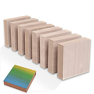 (8-Pack) - 4” x 4” Wooden Blocks for Crafts - 1-Inch Thick Square MDF Blocks - Smooth Surface with Wood Grain Pattern - Highly Customizable Blank Wood Squares