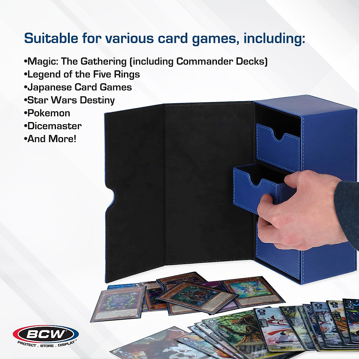 BCW Deck Vault-LX 200 - Red | Premium Card Deck Box with 100 Sleeved Card Capacity, Magnetic Closure, and Dice Tray | For Magic Commander, Pokemon