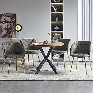 Homedot Chic Dining Table Set for 4, 5-Piece Kitchen Table and Chairs for 4 Person, Modern Imitation Wood Dining Room Table & 4 Upholstered Chairs, Kitchen Table Set for Small Spaces, Breakfast Nook