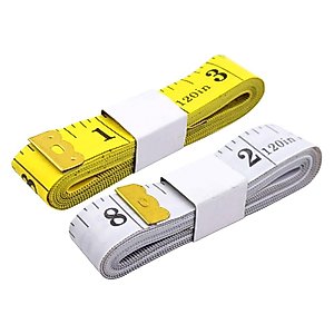 Oboteny 2Pcs Tape Measure Measuring Tape for Body, 120-Inch Double Scale Sewing Flexible Ruler for Weight Loss Body Measurement Tailor Craft Vinyl Body Measurement Tape(White, Yellow)
