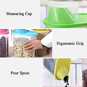 Ansee Cereal Container Food Storage Containers Easy-pour Design with Airtight Lids Measuring Cup BPA-Free Plastic Containers for Rice Snacks Sugar Nuts Pet Food (2 Pack)
