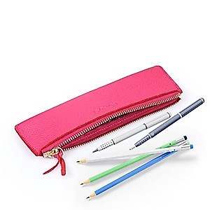 Londo Genuine Leather Pen Case with Zipper Closure, Pencil Pouch Stationery Bag