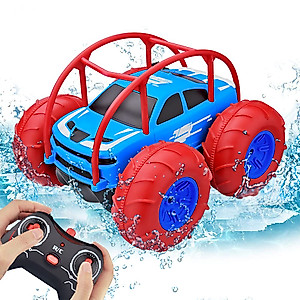 MaxTronic Remote Control Car, RC Cars Amphibious Land & Water Toy Off-Road RC Boat, 360°Flip Rotation Stunt Car with Sidelights for Toddlers 3 4 5 6 7 8 9 10 11 12 Years Kids Boys Girls