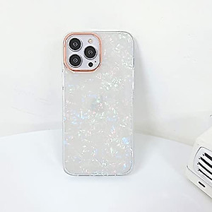 YeLoveHaw Designed for iPhone 14 Pro Case for Women Girls, Glitter Pearly-Lustre Shell Pattern Cute Phone Case, Slim Soft Frame Hard Panel Protective Cover for iPhone 14Pro 6.1'' (Colorful)