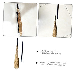 BUTIFULSIC Harry Broomstick Halloween Costume Props Halloween Besom Decor Wizard Broom Props Wizard Cosplay Adult Home Accessories Decor Witch Broomtick Prop Wooden Classic The Witch