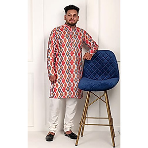 Multi Color Printed Kurta Pajama Set Men - Indian Traditional Dress Ethnic Churidhar For Men Wedding - Men's Tunic Cotton Kurta - Indian Mens Kurti - Diwali Clothes
