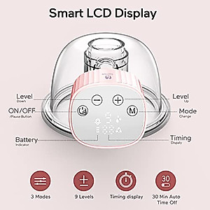 Wearable Breast Pump, Supermom Double Hands Free Breast Pump, Electric Breast Pump Portable with 3 Modes & 9 Levels, Memory Function, Low Noise & Painless, 25mm Flange (2 Pink)