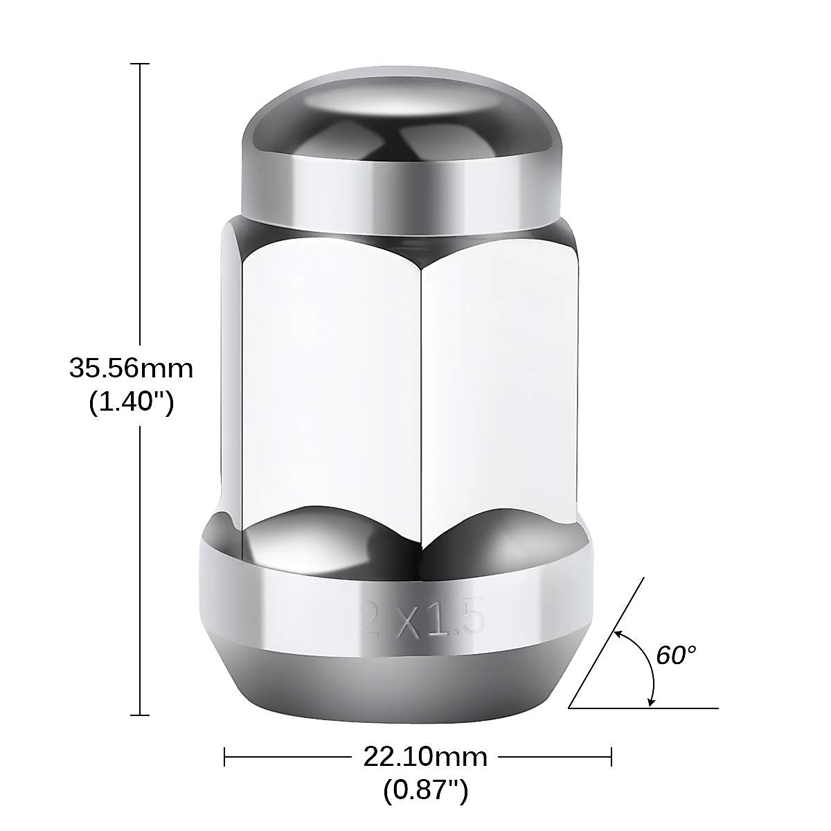 Chrome Lug Nuts - 12x1.5 Closed End Bulge Acorn Lug Nuts - Cone Seat - 19mm Hex Wheel Lug Nuts Compatible for 2009-2019 Ford Escape, 2012-2019 Ford Focus, 2009-2019 Ford Fusion, Pack of 20 Pcs