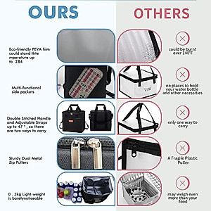 iknoe Large Cooler Bag Collapsible 24 Can Insulated Bags Leakproof Lunch Cooler Tote With Multi-Pockets for Adult & Kids Insulated Thermal Bag for Beach, Picnic, Office Work (New Black)