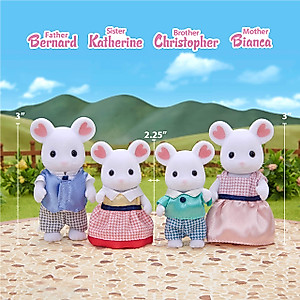 Calico Critters, Marshmallow Mouse Family, Dolls, Dollhouse Figures, Collectible Toys, 3 inches
