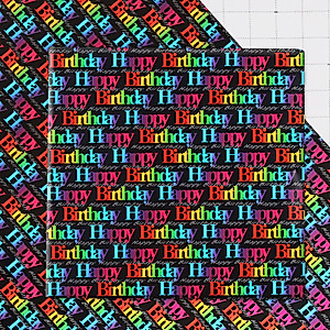 NEPOG Birthday Wrapping Paper for Girls Boys Kids Women Men, Gradient Color Happy Birthday Wrapping Paper with Cut Lines on Reverse, 6 Sheets Folded Flat 20x28 inches for Birthday Occasion