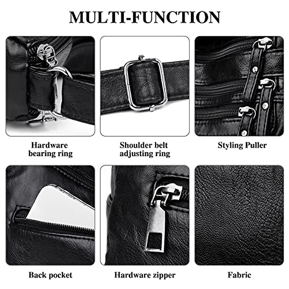 LassZone Women Crossbody Bag PU Leather Shoulder Purse Ladies Crossover Bags Lightweight Multi-Pocket Satchel Messenger Bag