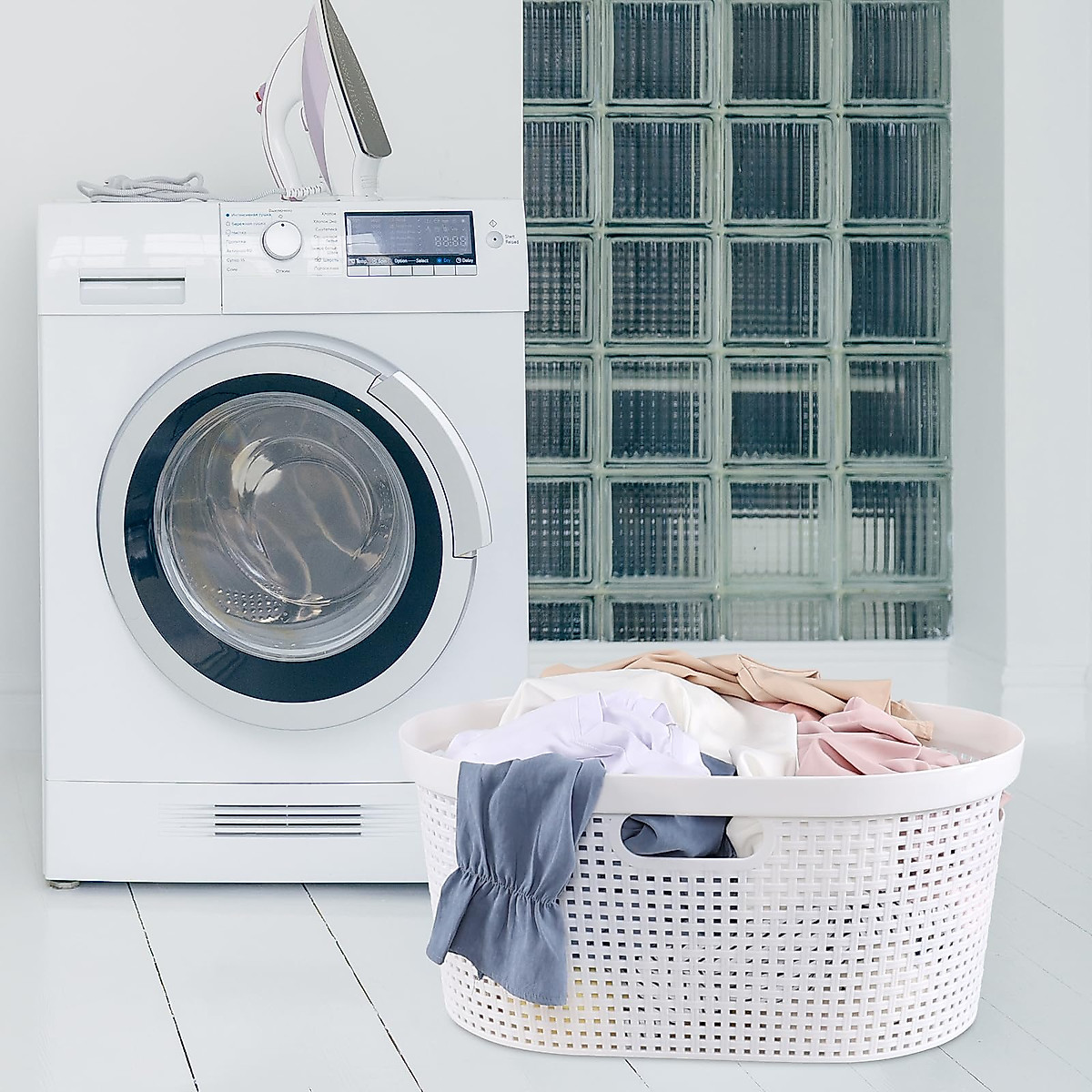 Ponpong 42 L Plastic Laundry Hamper, Plastic Laundry Basket with Cut-Out Handles, 4 Packs