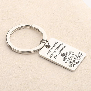 KUIYAI It Never Hurts to Keep Looking for Sunshine Bracelet Donkey Quote Bracelet Inspiration Gift (Keychain)