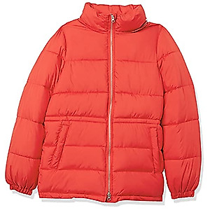 Amazon Essentials Women's Heavyweight Quilted Hooded Puffer Winter Jacket with Adjustable Waist, Red, X-Large