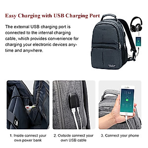 BOLANG Laptop Backpack for Men Women With USB Charging Port Business Work Travel Backpack Water Resistant College School Bookbag Fits 17 Inch Computer (8459 Purple )