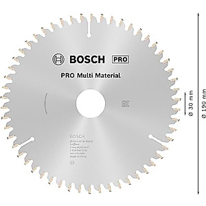 Bosch 2608640509 Multi Material Circular Saw Blade, 190mm x 2.4mm x 30mm, 54 Teeth, Silver