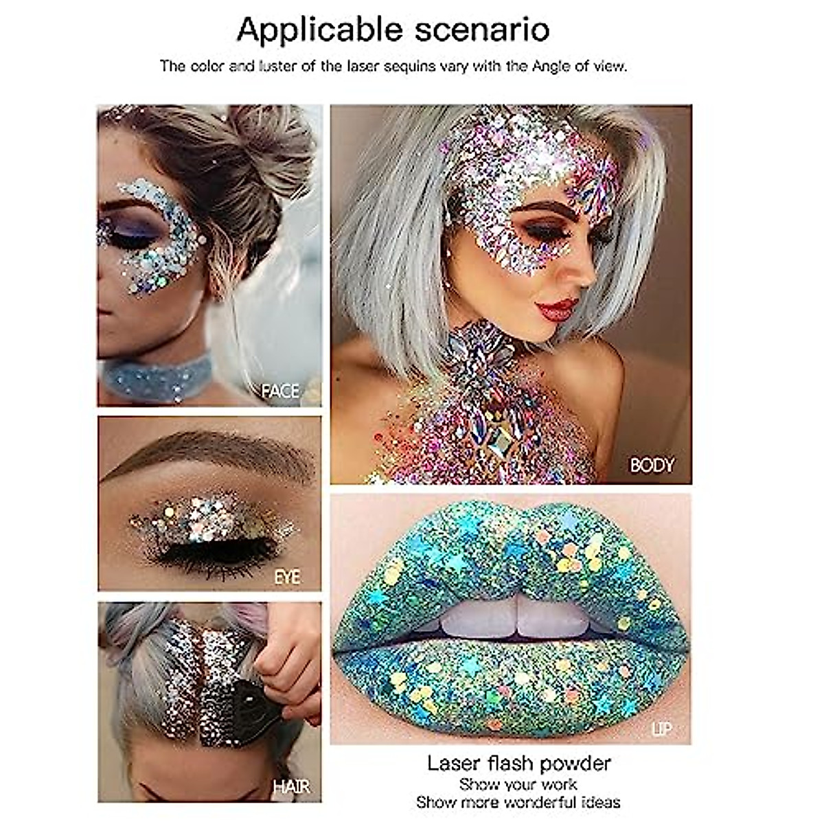 6 Colors Set Fine Glitter Holographic Glitter Craft Cosmetic for Body Face Hair Glitter Bulk, Glitter Tumbler Candle Making 180ML