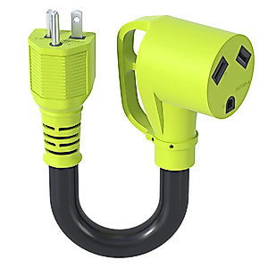 AOWEITOUR 20 Amp NEMA 5-20P to NEMA TT-30R Generator Adapter Cord, Outdoor Power Equipment for RV Trailer Camper with Handle,STW 12 AWG,ETL Listed(1FT)