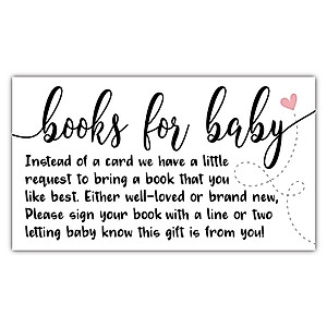 50 Sweet Heart Books for Baby Shower Request Cards - Baby Shower Invitation Inserts
