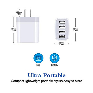iPhone 12 Charger Box Fast Charging 4.8A Multi Port USB Charger Wall Plug Power Adapter Charging Block Cube Brick Compatible iPhone 14/SE/13/12/11 Pro Max, Samsung Galaxy S22 S21 Ultra S20 S10 Note 20