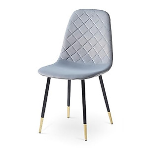 Jinsi Nan] Dining Chairs Set of 4, Velvet upholstered Chairs with Black Golden Metal Legs, Armless Accent, Modern Dining Chairs for Kitchen Dining Room, Living Room (Grey)