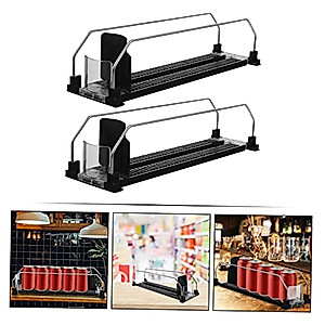 Refrigerator Beverage Shelf Drink Dispenser Fridge Organizer 2pcs Drink Pusher Air Curtain Cabinet Black Abs Freezer Vending Machine Beverage Dispenser Fridge Drink Pusher