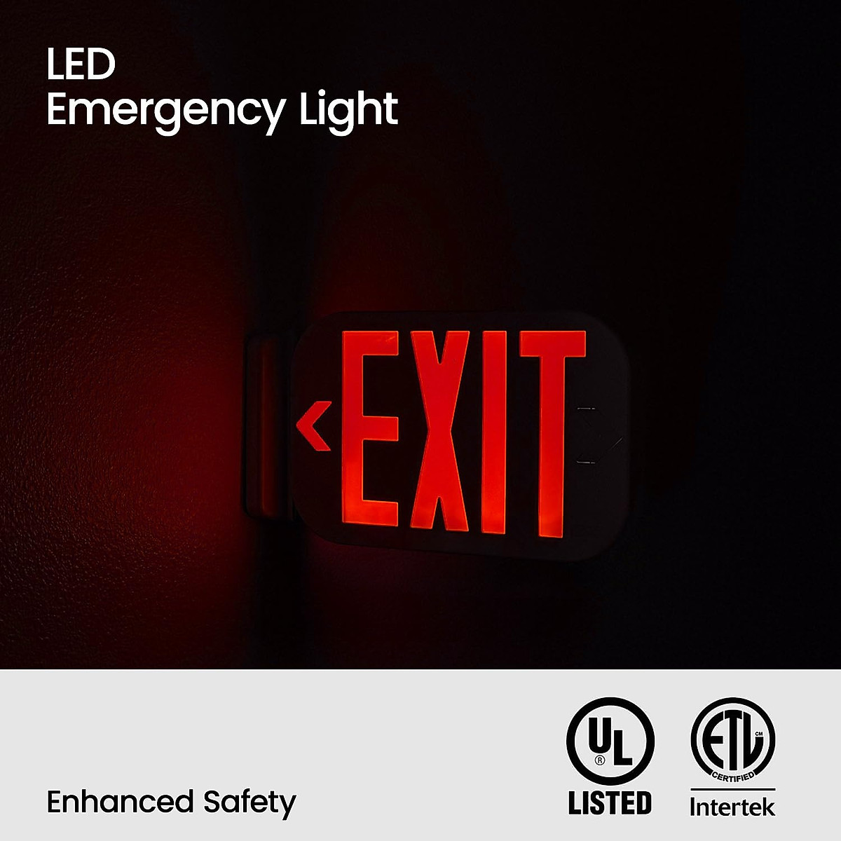 LimoLighting [4 Pack] New Gen. SMD LED Red Exit Sign Emergency Light, UL & ETL Certified, Sinlge or Double Sided (Double Face) with Battery Back-Up/Red Letter, Wall/Ceiling/Side Mount, AGG3396